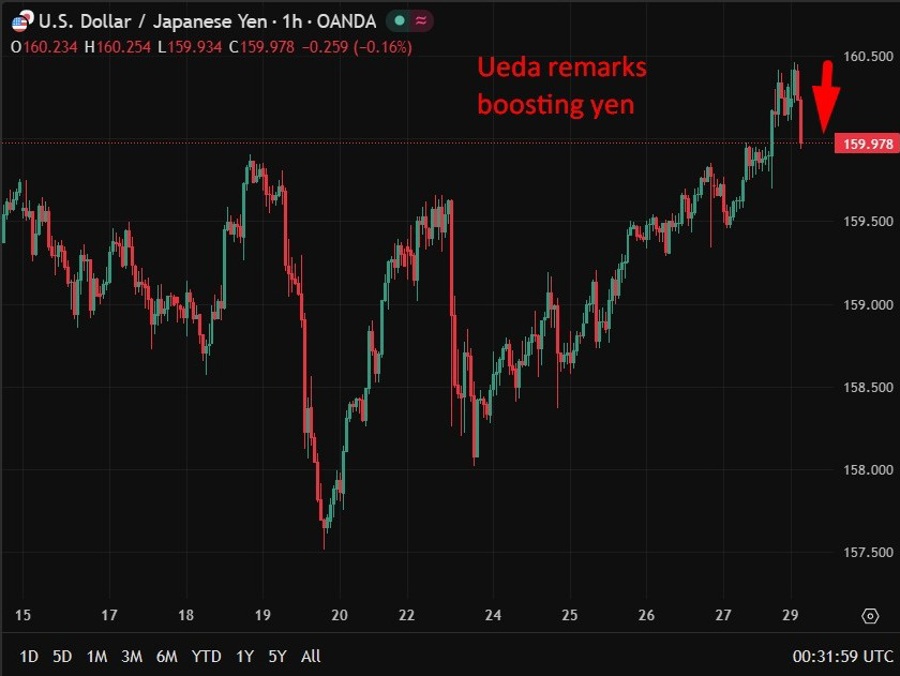 Bank of Japan Governor Ueda says will closely watch FX moves (USD/JPY ...