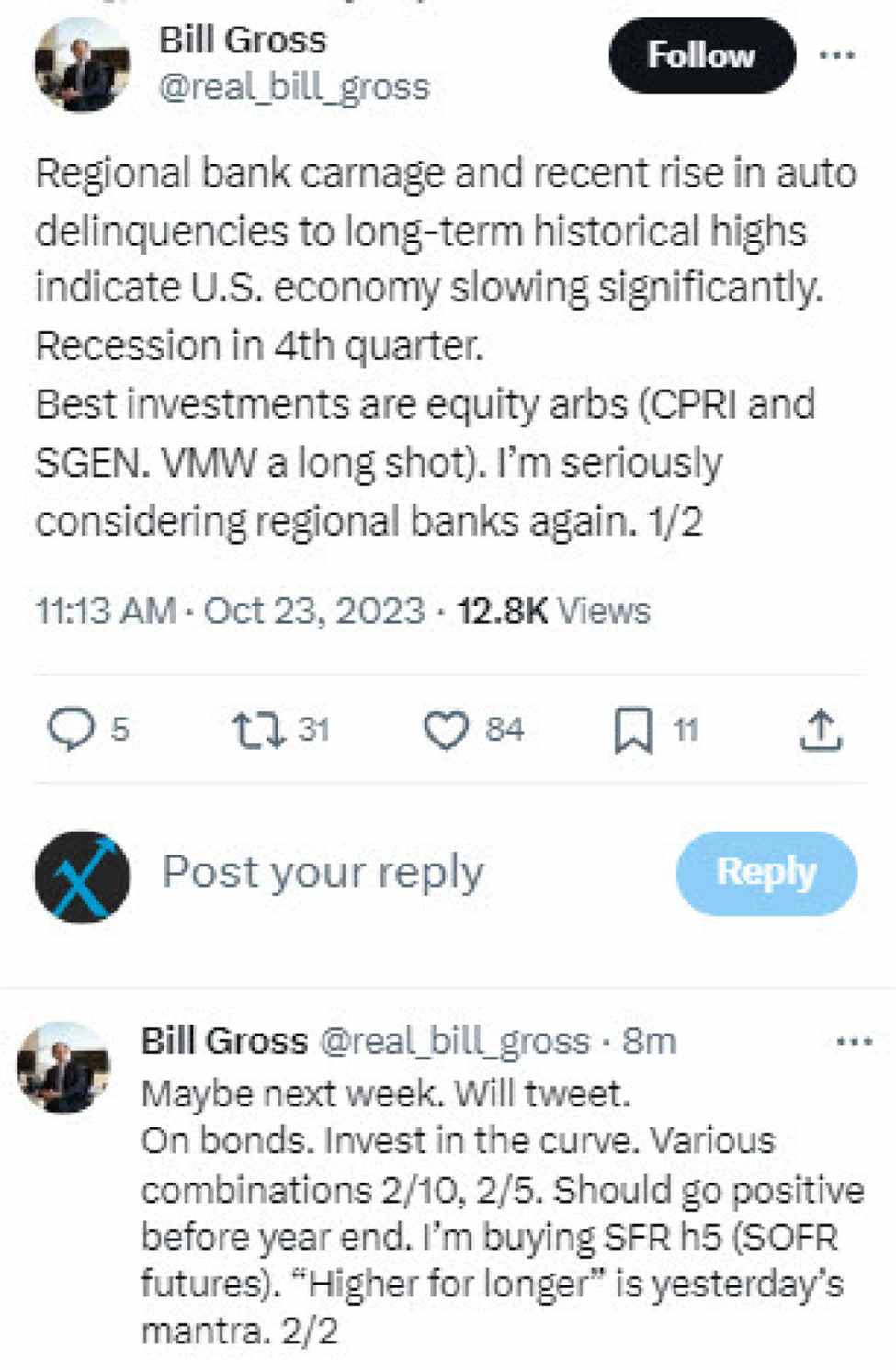 Bill Gross says a US recession is coming in Q4: 'Higher for longer' is ...