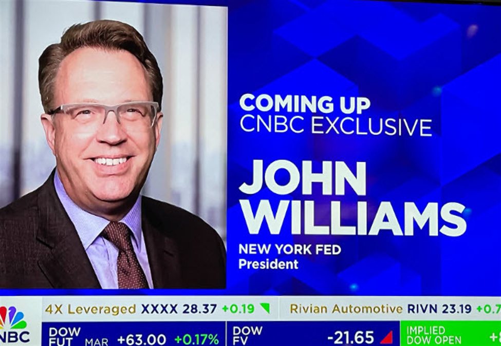 The Fed's Williams is set to speak on CNBC | investingLive