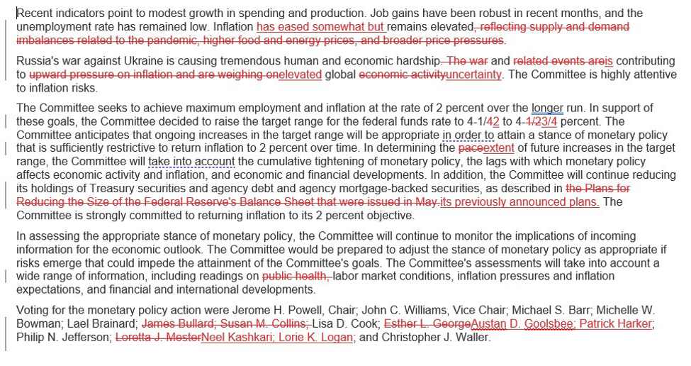 A comparison of the December 2022 FOMC statement to the February 2023 statement | investingLive