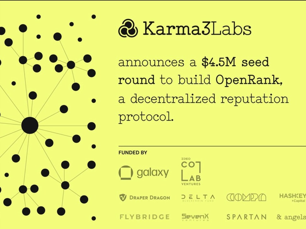 Karma3 Labs Raises a $4.5M Seed Round Led by Galaxy and IDEO CoLab to Build OpenRank | investingLive