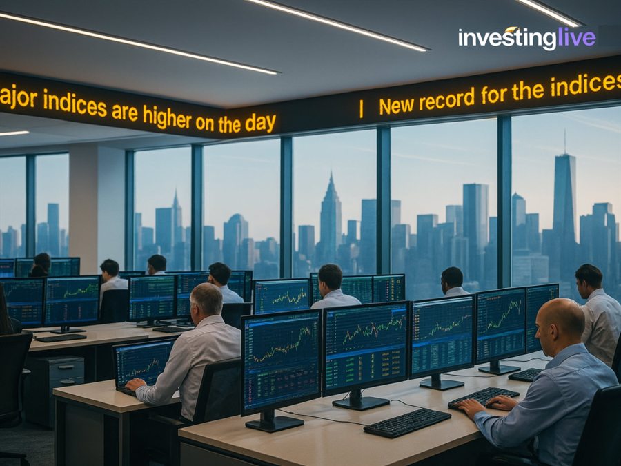 Major stock indices on track for a record close. NASDAQ trades to ...