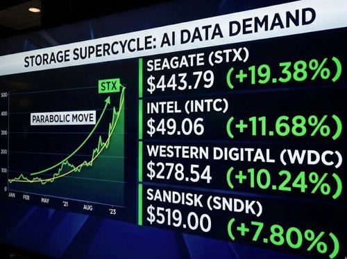 The storage supercycle is going parabolic. Huge moves in STX and SNDK ...