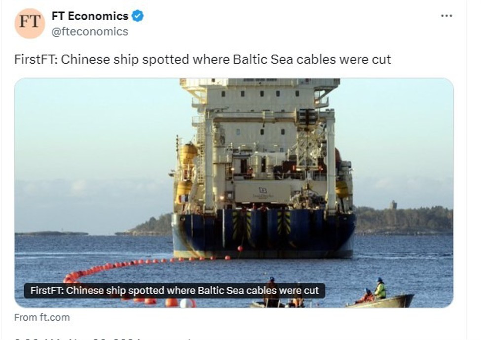 ICYMI - Chinese vessel spotted where Baltic Sea cables were severed ...