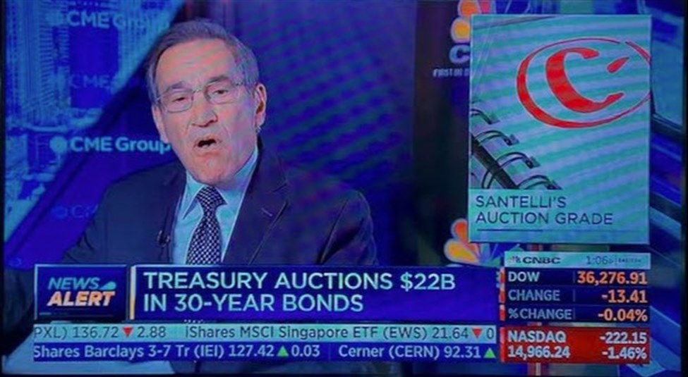 U.S. Treasury auctioned off $22 billion of 30 year bonds at a high ...