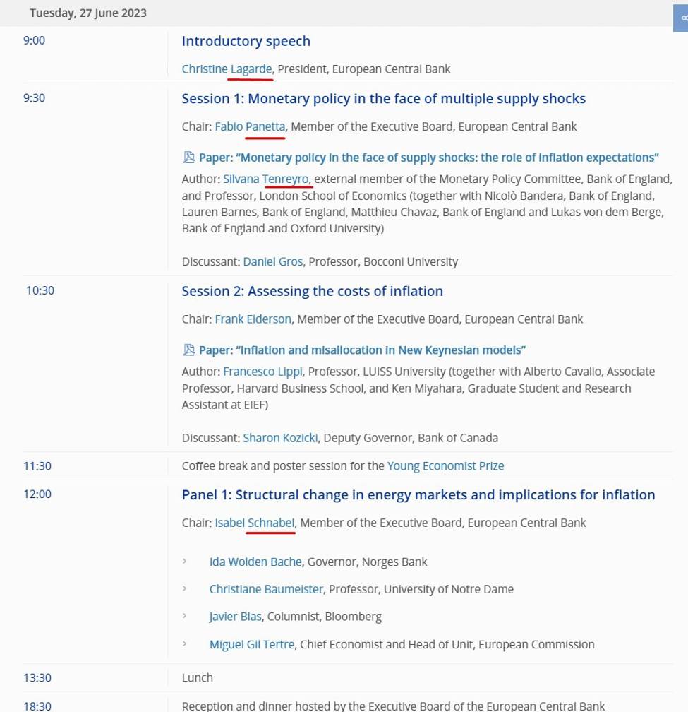The huge ECB conference kicks off (for real) today - Tuesday's speakers ...