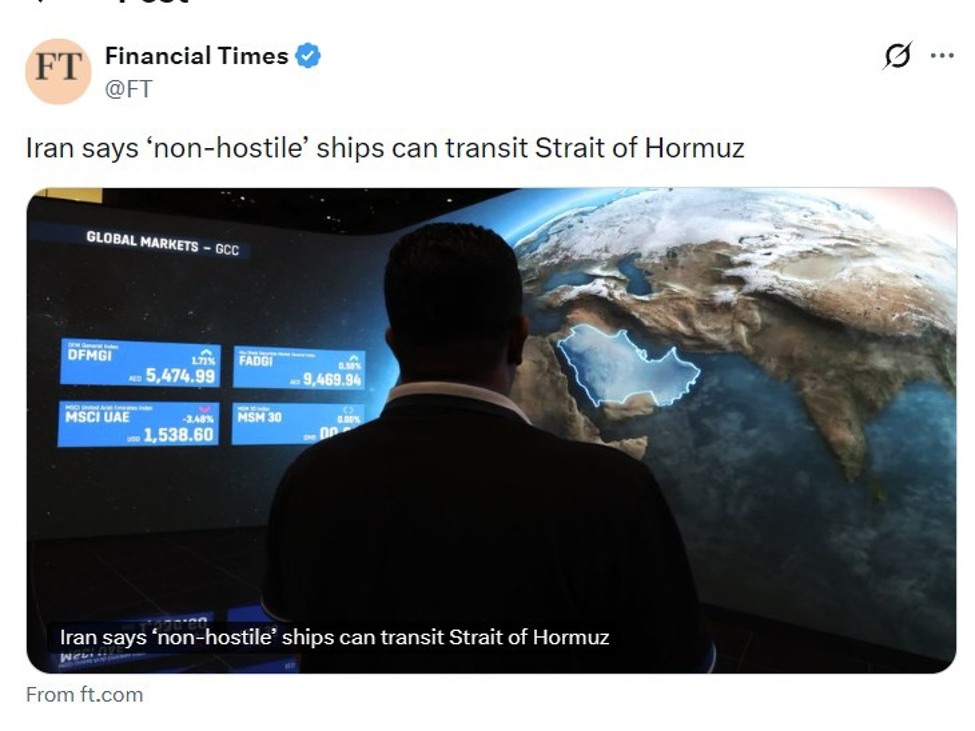 ICYMI: Iran allows conditional Hormuz transit as thousands of ships ...