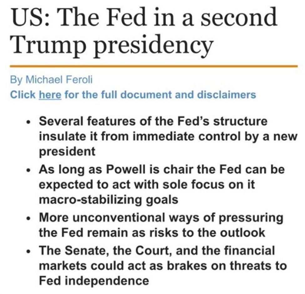 JP Morgan say a 2nd Trump Presidency would be "more interesting" for ...