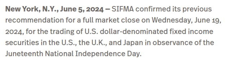 Reminder - US markets are closed on Wednesday, June 19th - market hours ...