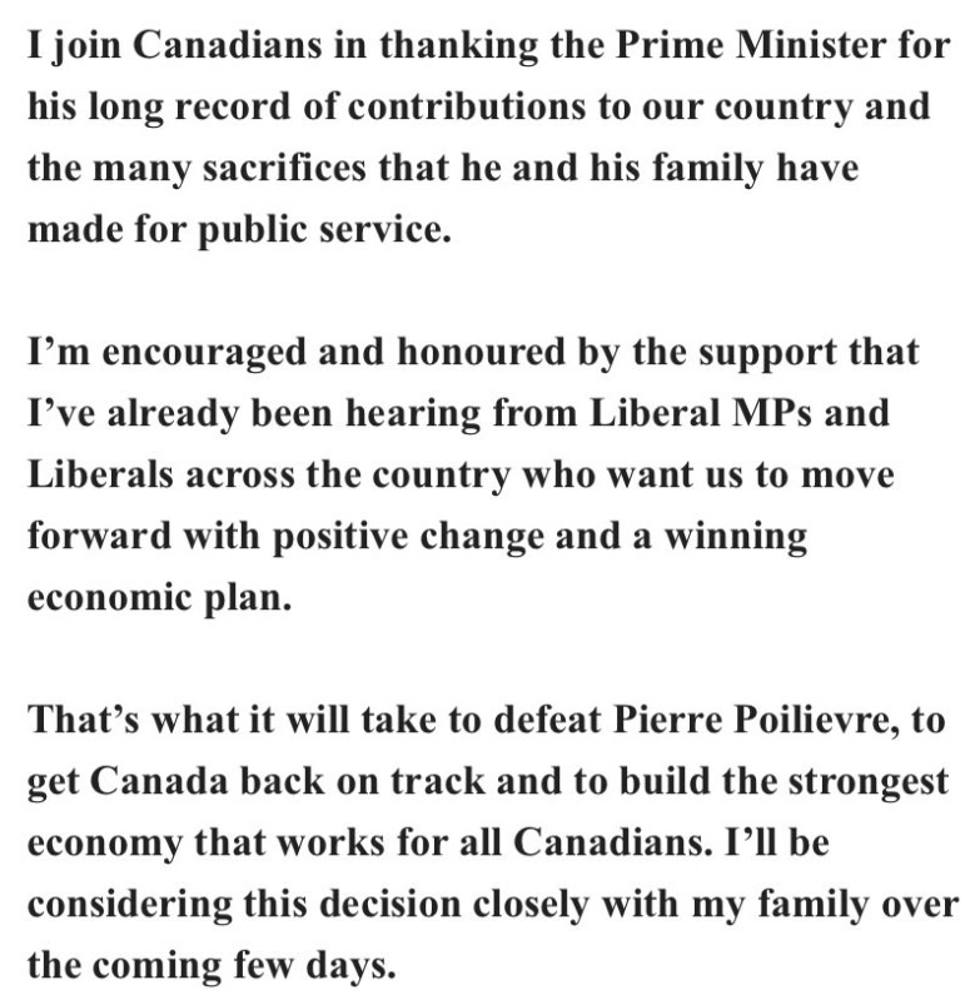 Canada politics - Mark Carney will consider running in the leadership ...