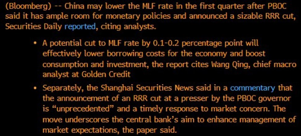 Chinese financial media says PBoC may cut the MLF rate this quarter ...