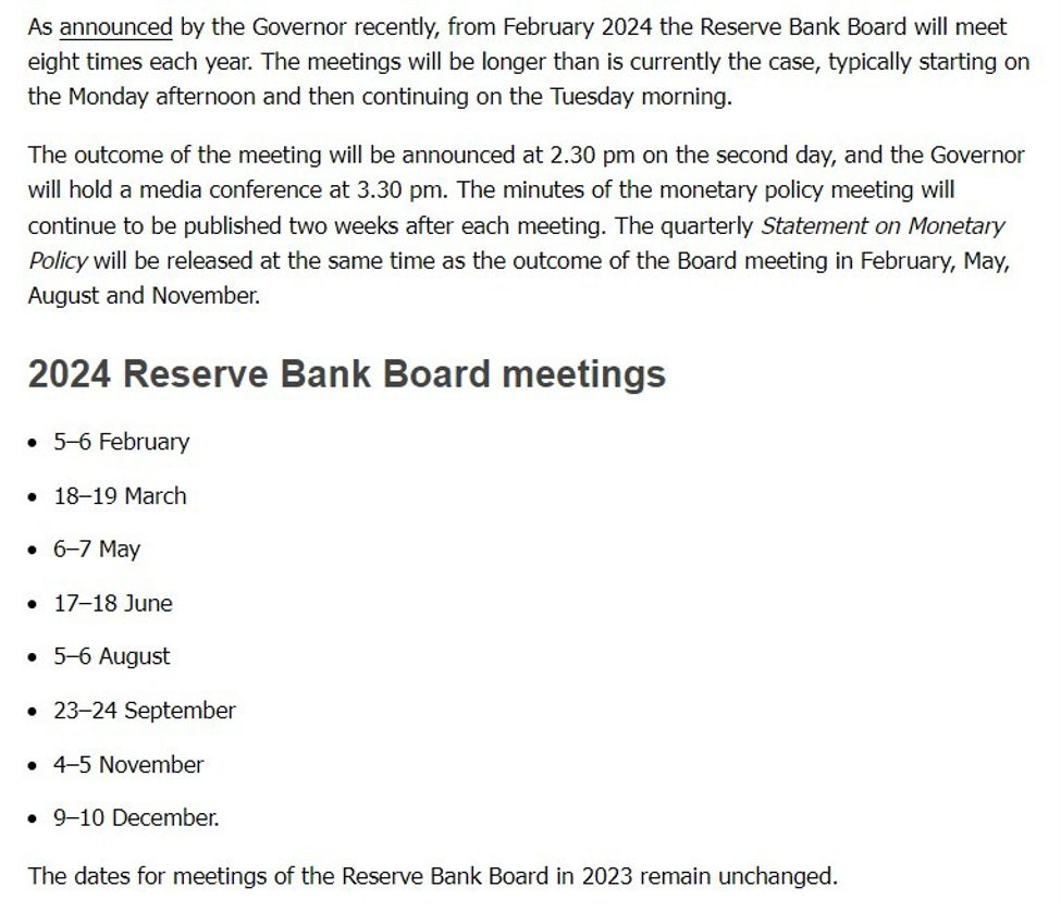 Reserve Bank of Australia implements major changes for 2024 | investingLive