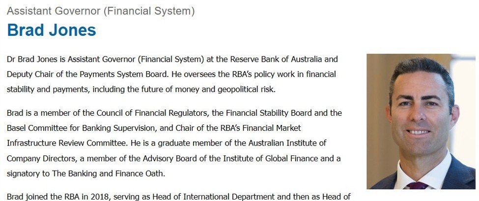 RBA Assistant Governor (Financial System) Jones speaking today ...
